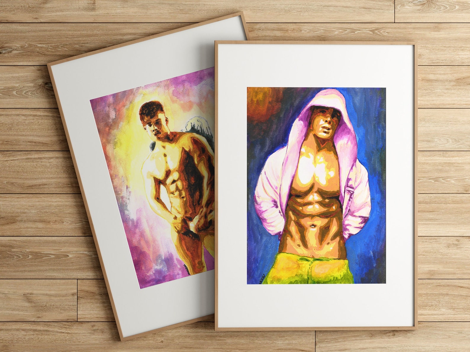 Homoerotic Gay Art Set of 2 Watercolor Water Prints Queer - Etsy