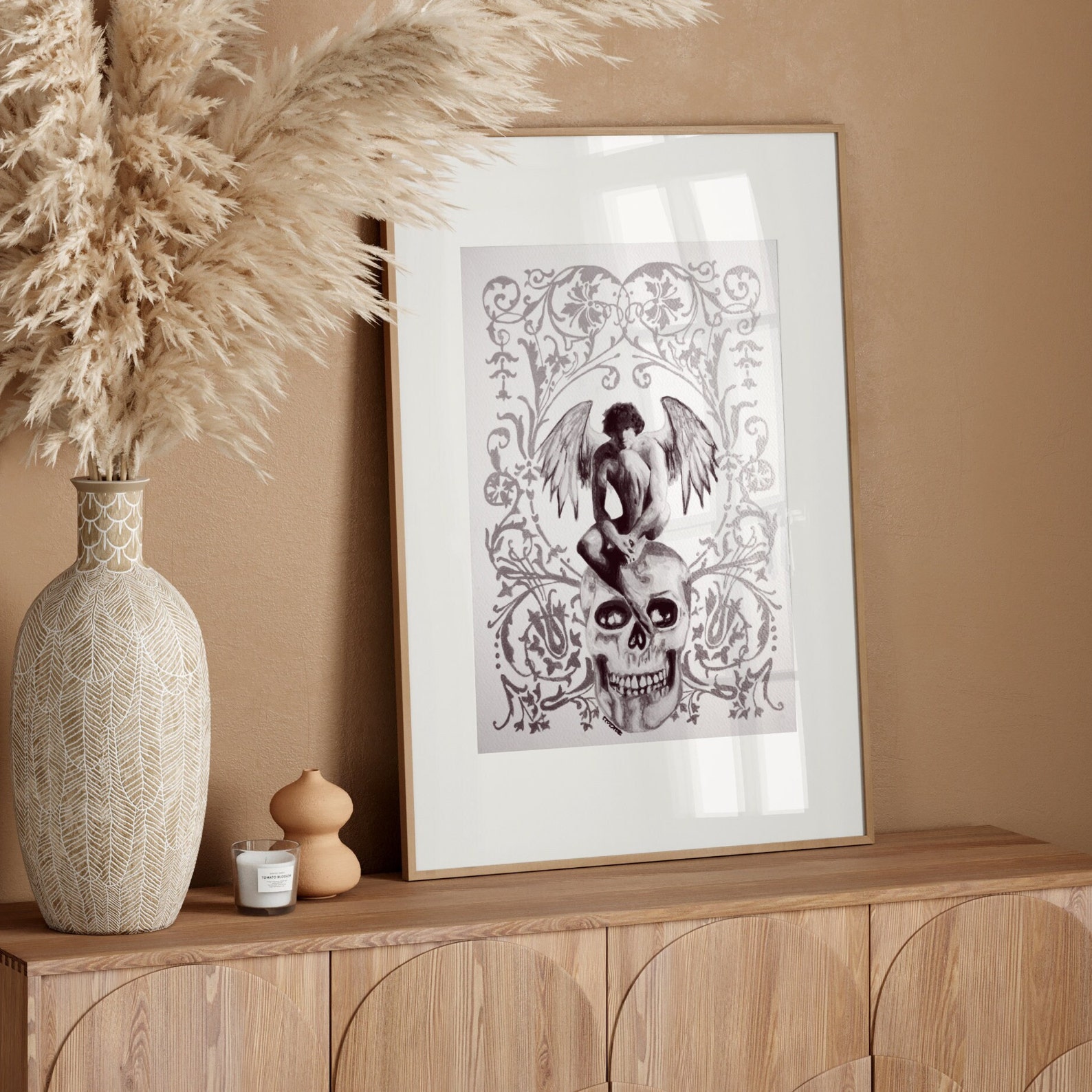Dark Romance: Limited Edition Angel Sitting on Skull Art Print - Etsy