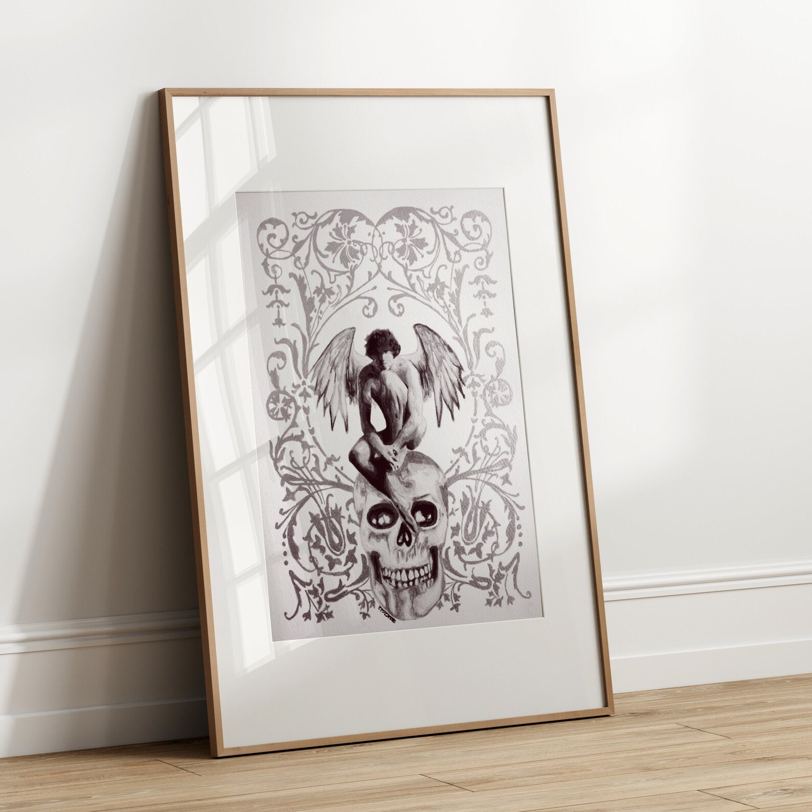 Dark Romance: Limited Edition Angel Sitting on Skull Art Print - Etsy