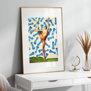 Full Frontal Nudity Watercolor Art Print Phallic Art Print Penis