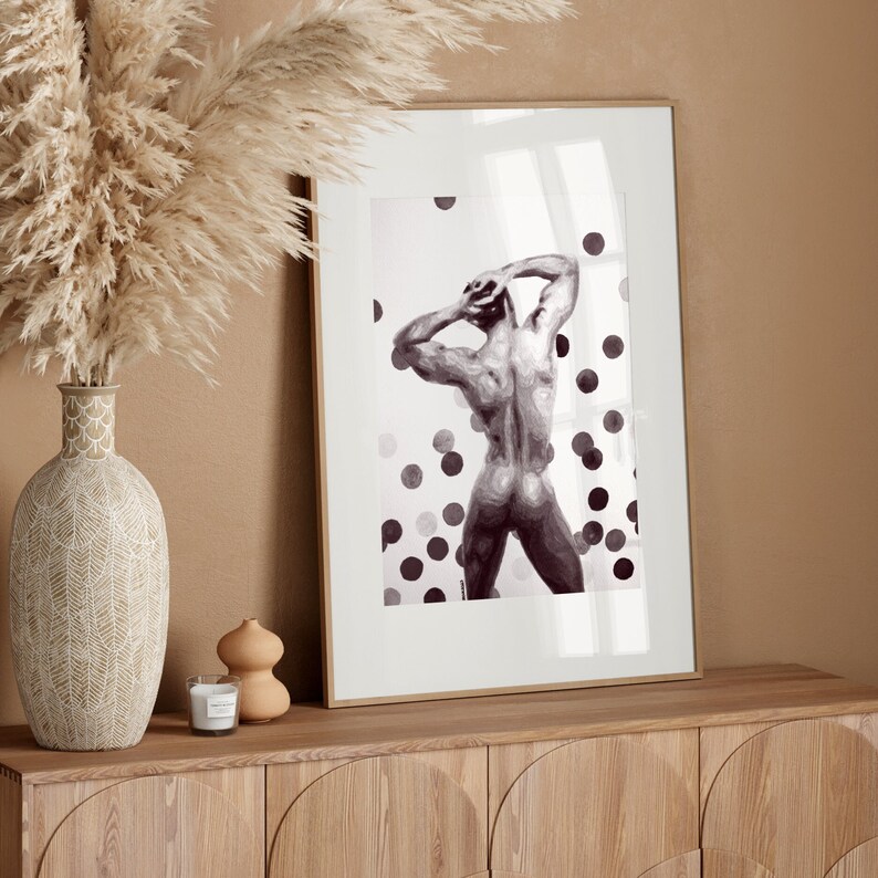 Muscular Nude Male Exposing His Butt Gay Wall Art Polka Dot Etsy
