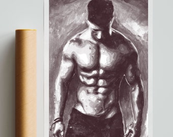 Male Model Figure Queer Art Gay Artwork Naked Men Print Etsy