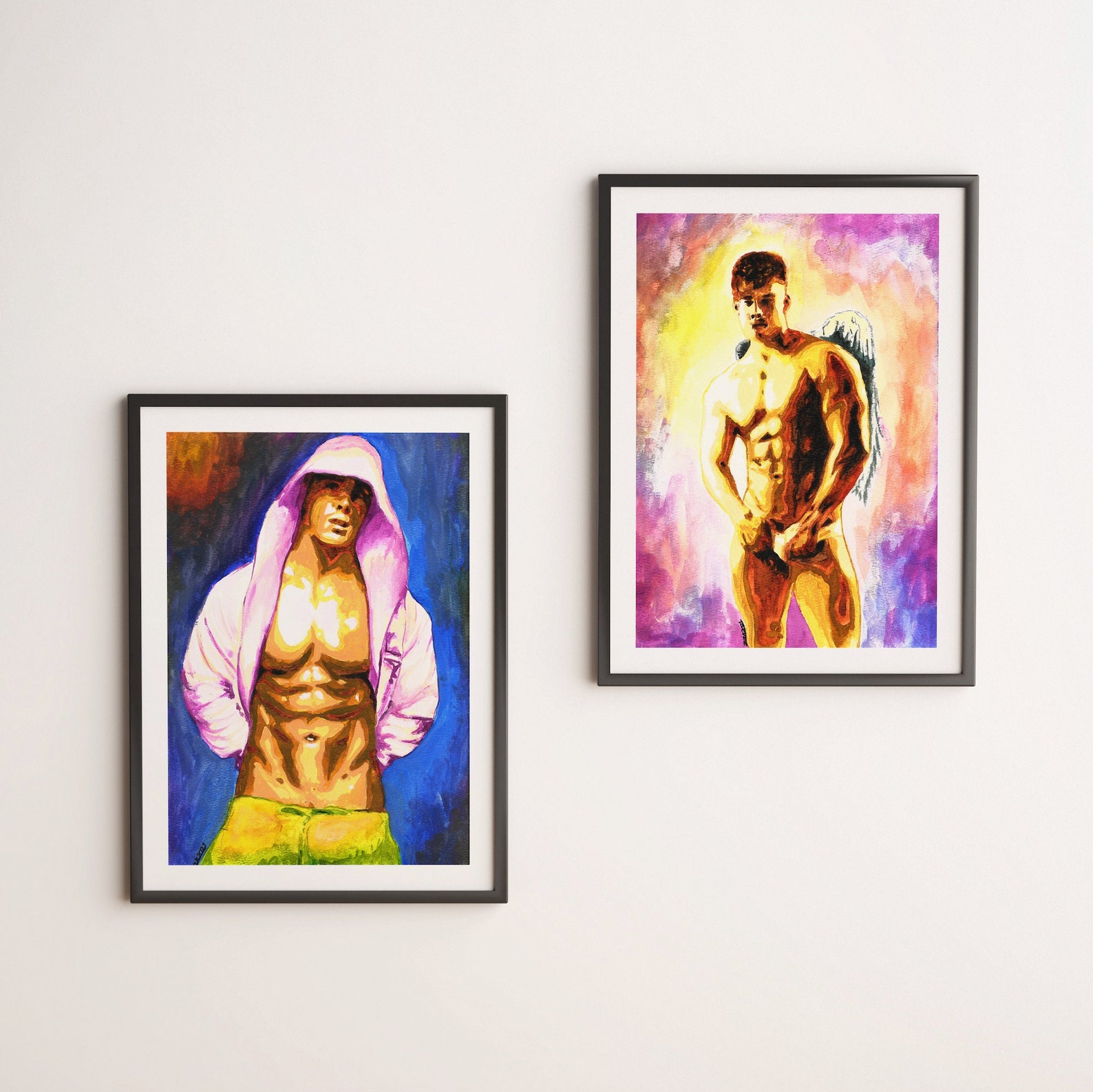 Homoerotic Gay Art Set of 2 Watercolor Water Prints Queer - Etsy