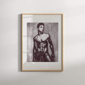 Full Frontal Nudity Gay Male Black And White Print Phallic Art Print