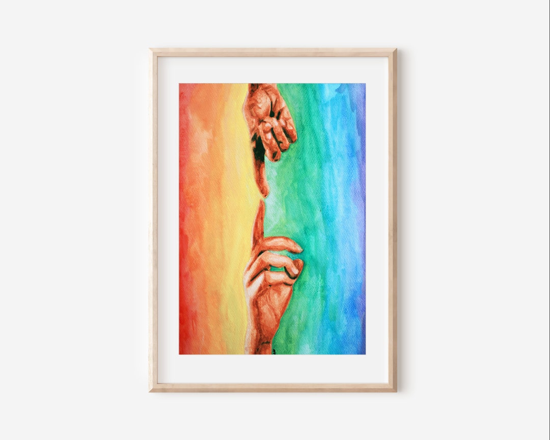 Creation of Adam Gay Art, Rainbow Art, Same Sex Couple Gift, LGBTQ Wall ...