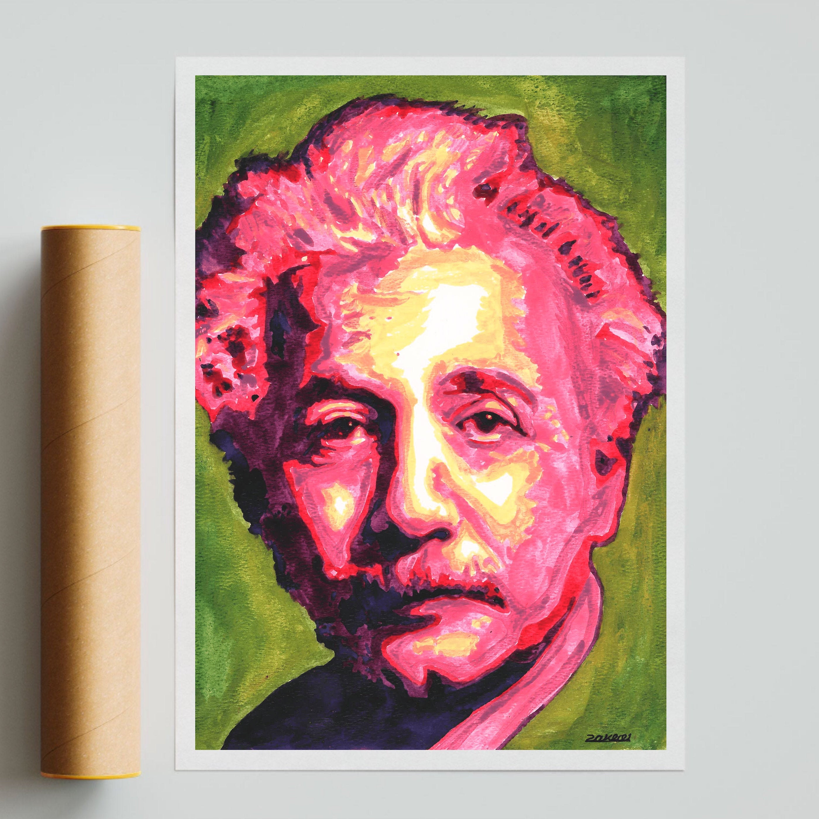 Albert Einstein print watercolor print pink prints pop art | Etsy