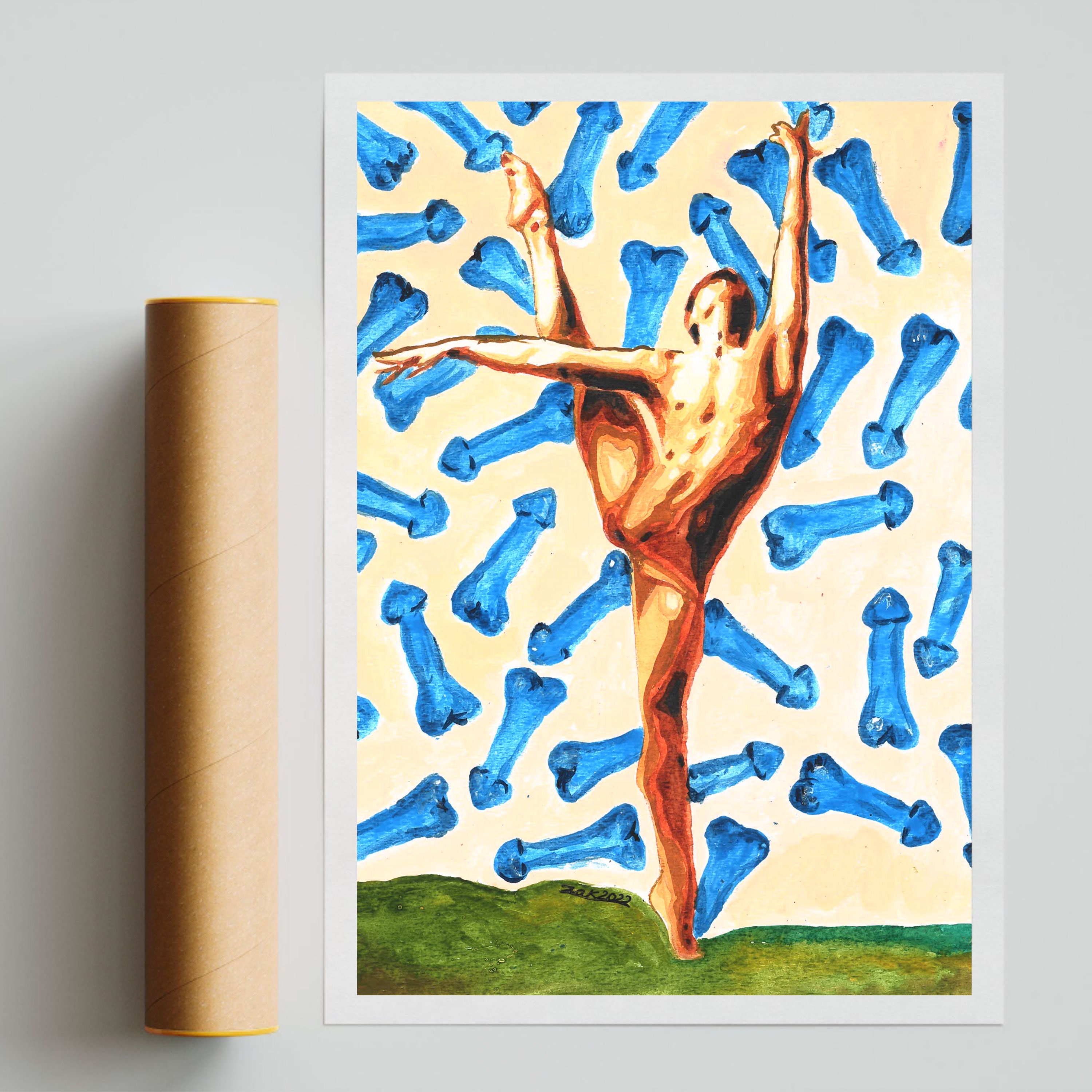 Full Frontal Nudity Watercolor Art Print Phallic Art Print Etsy