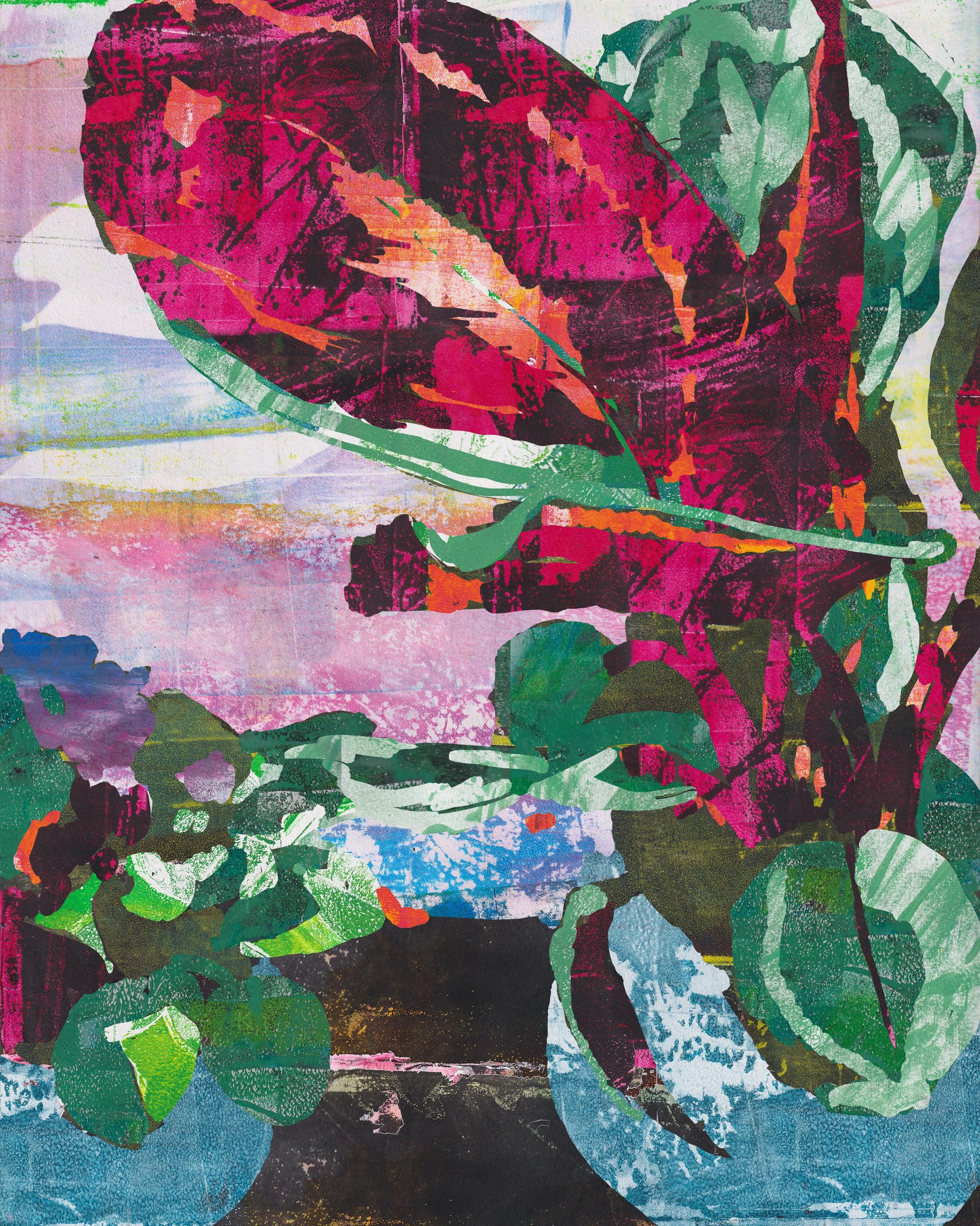 Houseplants, Red Maranta, African Violet, Gelli Plate Collage - Etsy