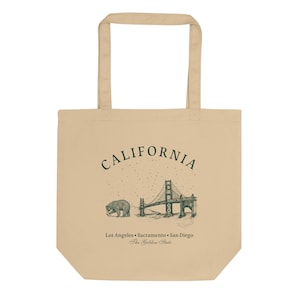 California Eco Tote Bag; Los Angeles Tote Bag, Sacramento Tote Bag, San ...