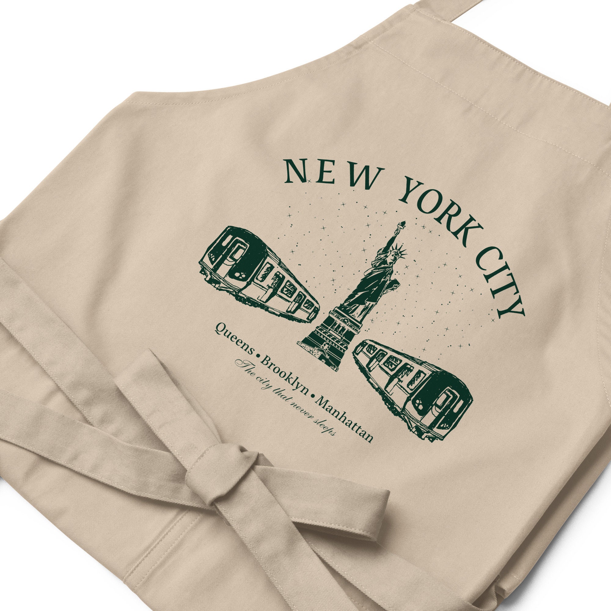 New York City Organic Cotton Apron; NYC Green Apron, Manhattan Apron ...