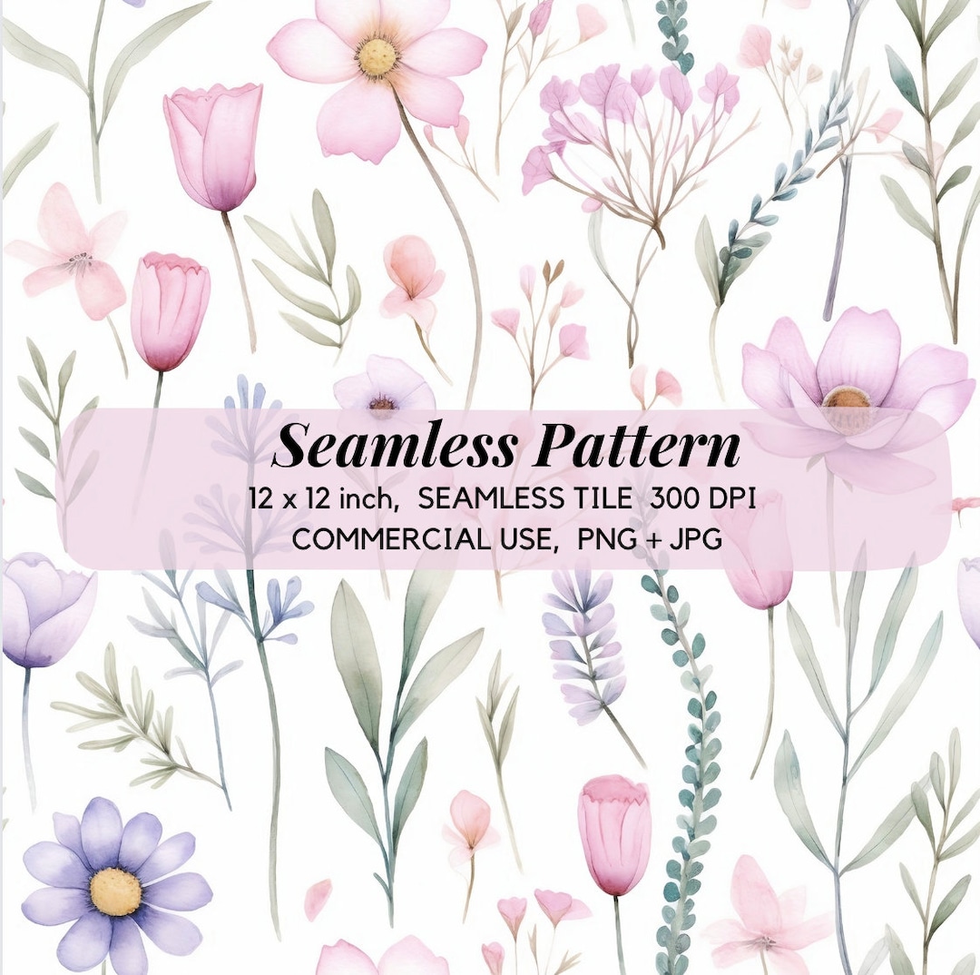 Spring Digital Paper, Floral Digital Paper, Flowers Seamless Patterns ...