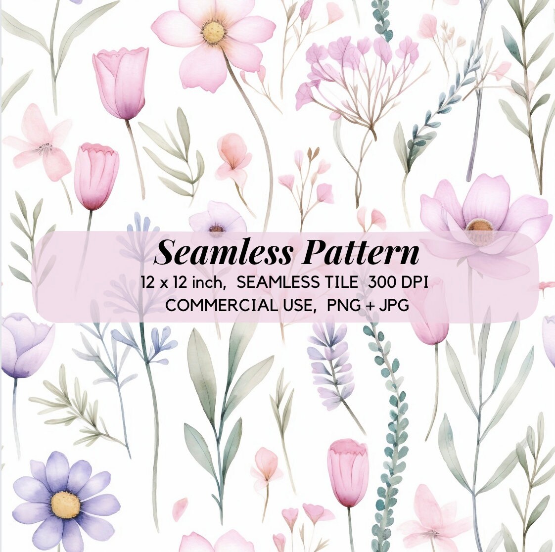 Spring Digital Paper, Floral Digital Paper, Flowers Seamless Patterns ...