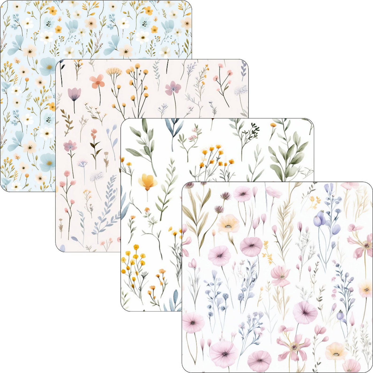 50 Seamless Pattern, Floral Digital Paper, Wildflower Seamless Patterns ...