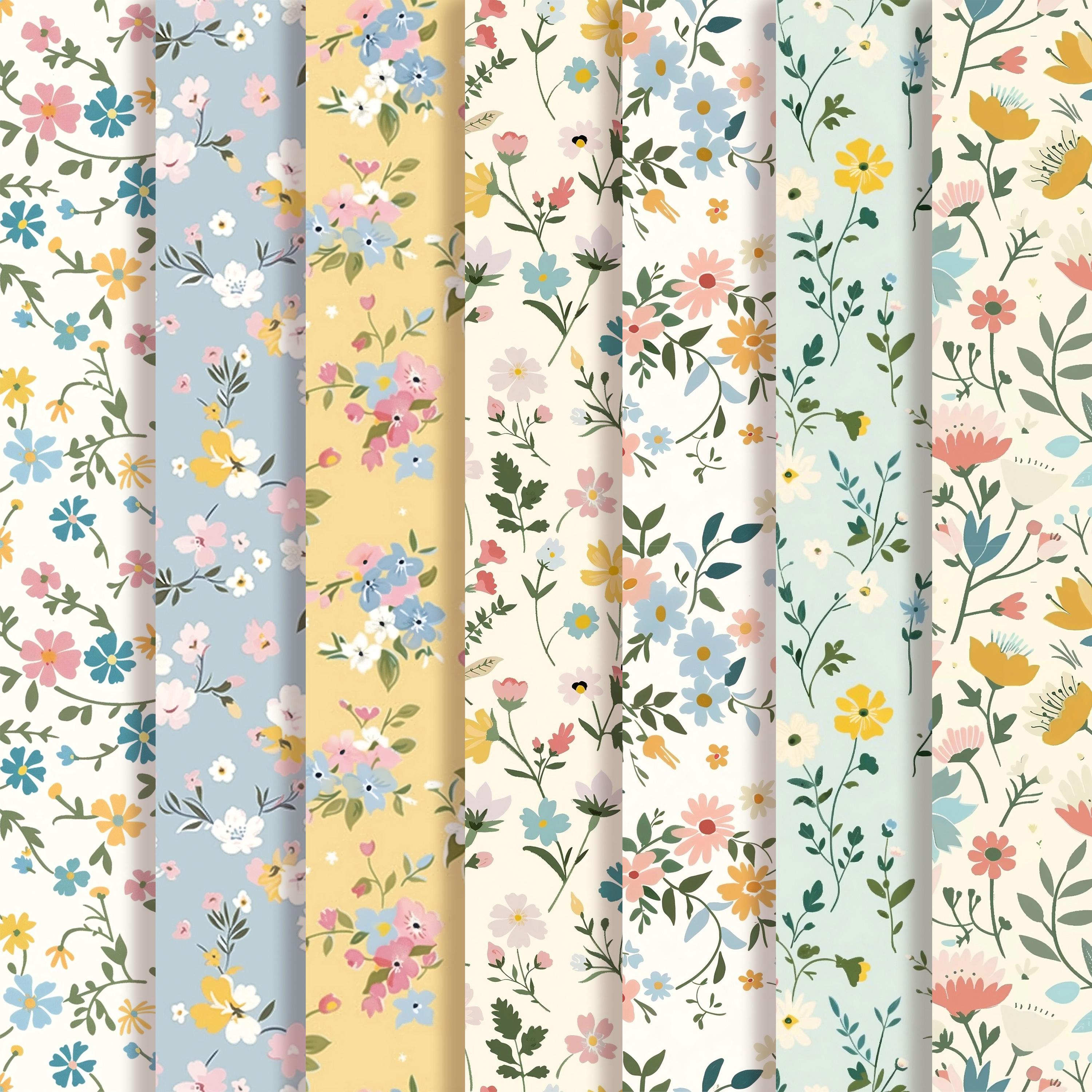 50 Seamless Pattern, Floral Digital Paper, Wildflower Seamless Patterns ...