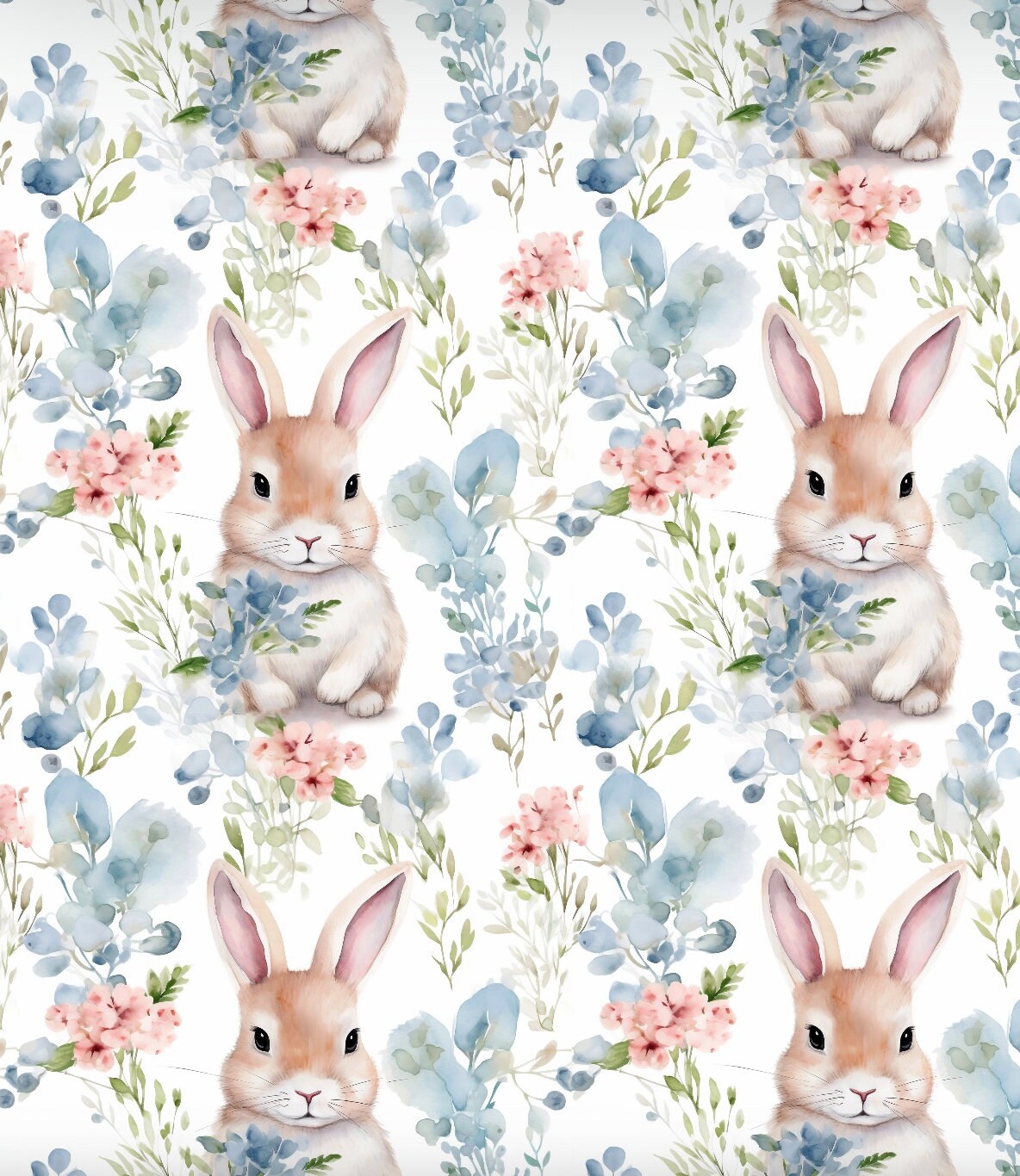 Spring Watercolor Bunny Pattern, Seamless Painted Bunny Background ...