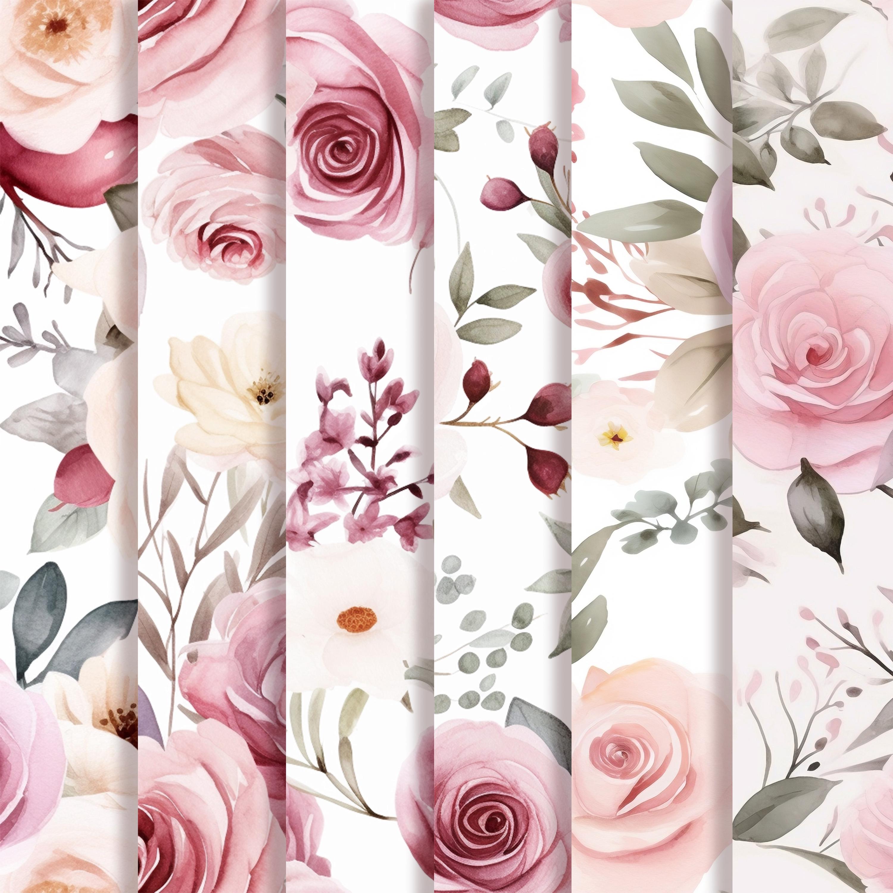 50 Seamless Pattern, Floral Digital Paper, Wildflower Seamless Patterns ...