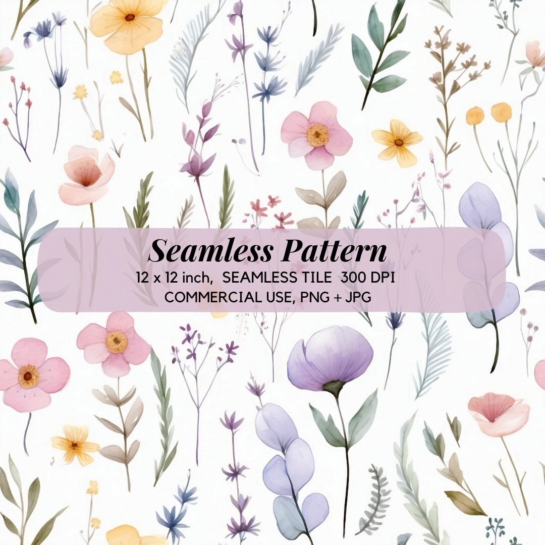 Pastel Flowers Seamless Pattern, Floral Digital Paper, Floral ...