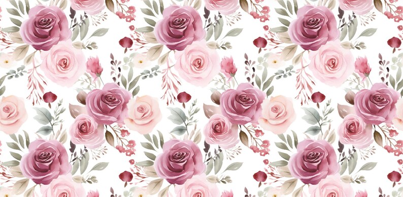 Pink Rose Seamless Pattern, Seamless Patterns, Floral Seamless Pattern ...