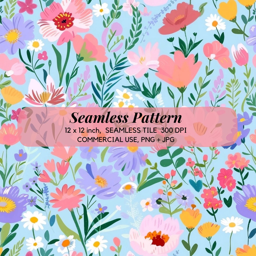 Spring Ditsy Floral Pattern, Seamless Preppy Floral Patterns, Bright ...