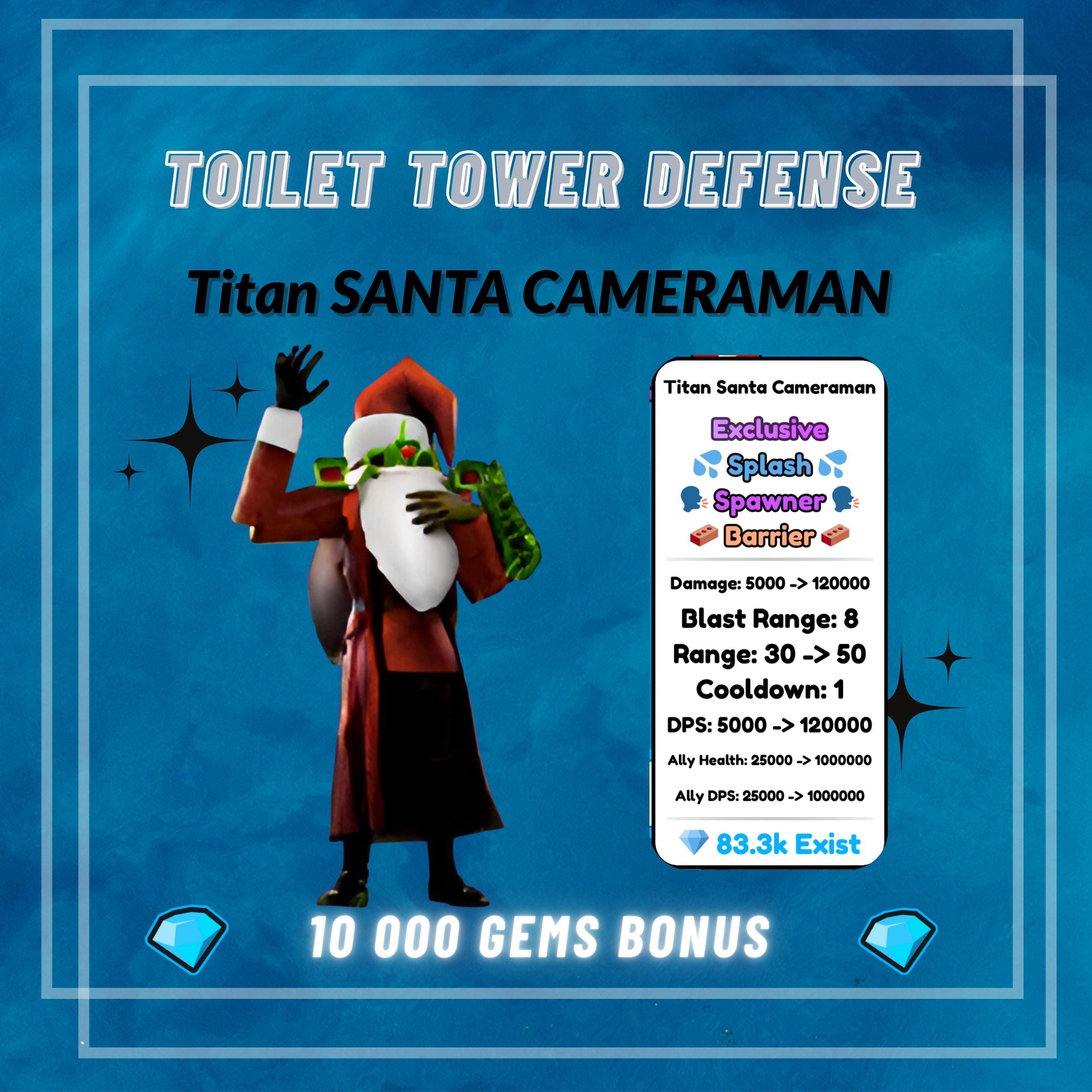 Titan Santa Cameraman - Exclusive Unit - Toilet Tower Defense- Roblox ...