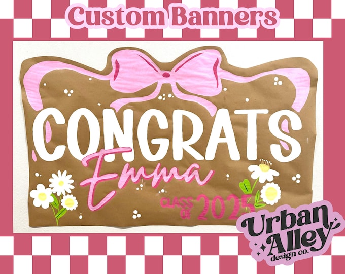 Hand Painted Custom Graduation Party Banner Personalized Kraft Paper