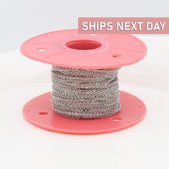 10 Meters Silver Chain Spool Silver Plated Cable Chain Bulk | Etsy