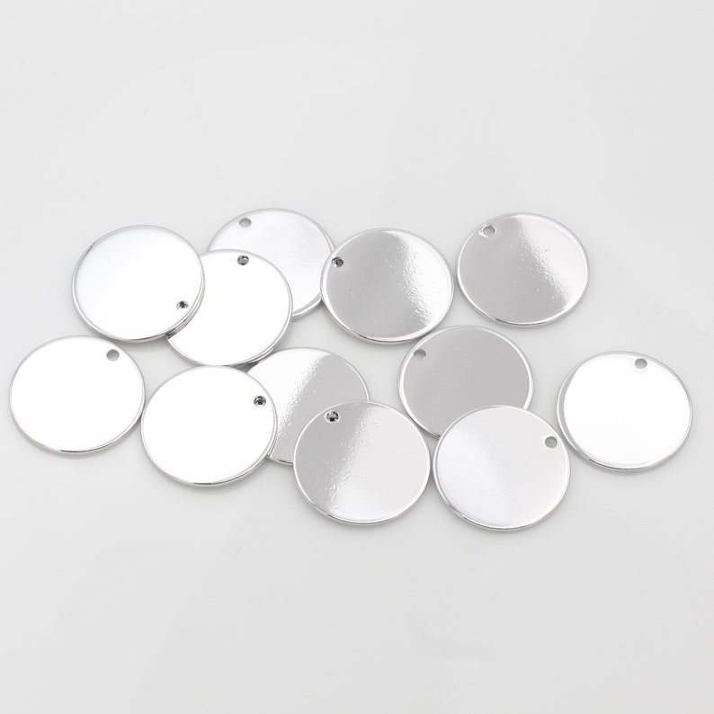 10 Silver 20mm Large Blank Disc Personalize Ready to Stamp | Etsy