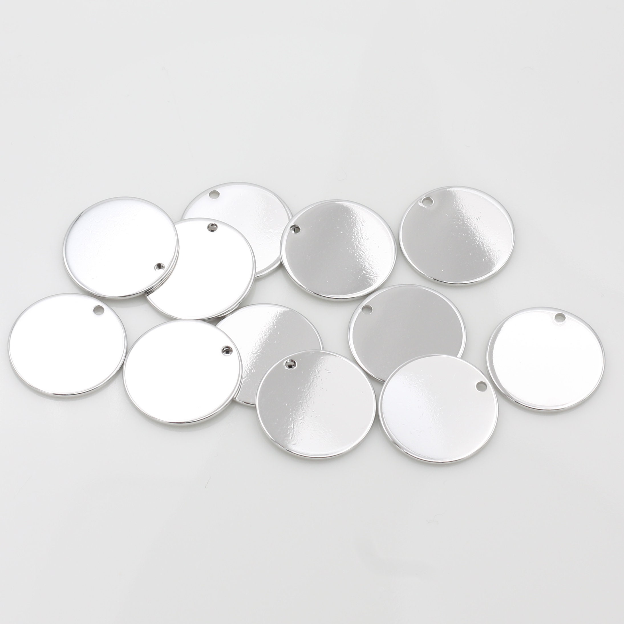 10 Silver 20mm Large Blank Disc Personalize Ready to Stamp | Etsy