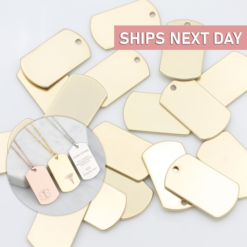 Gold Dog Tag - Etsy