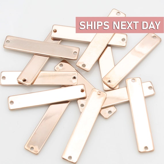 10 Rose Bar Blanks Rose Gold Plated Horizontal Stamping Bar | Etsy