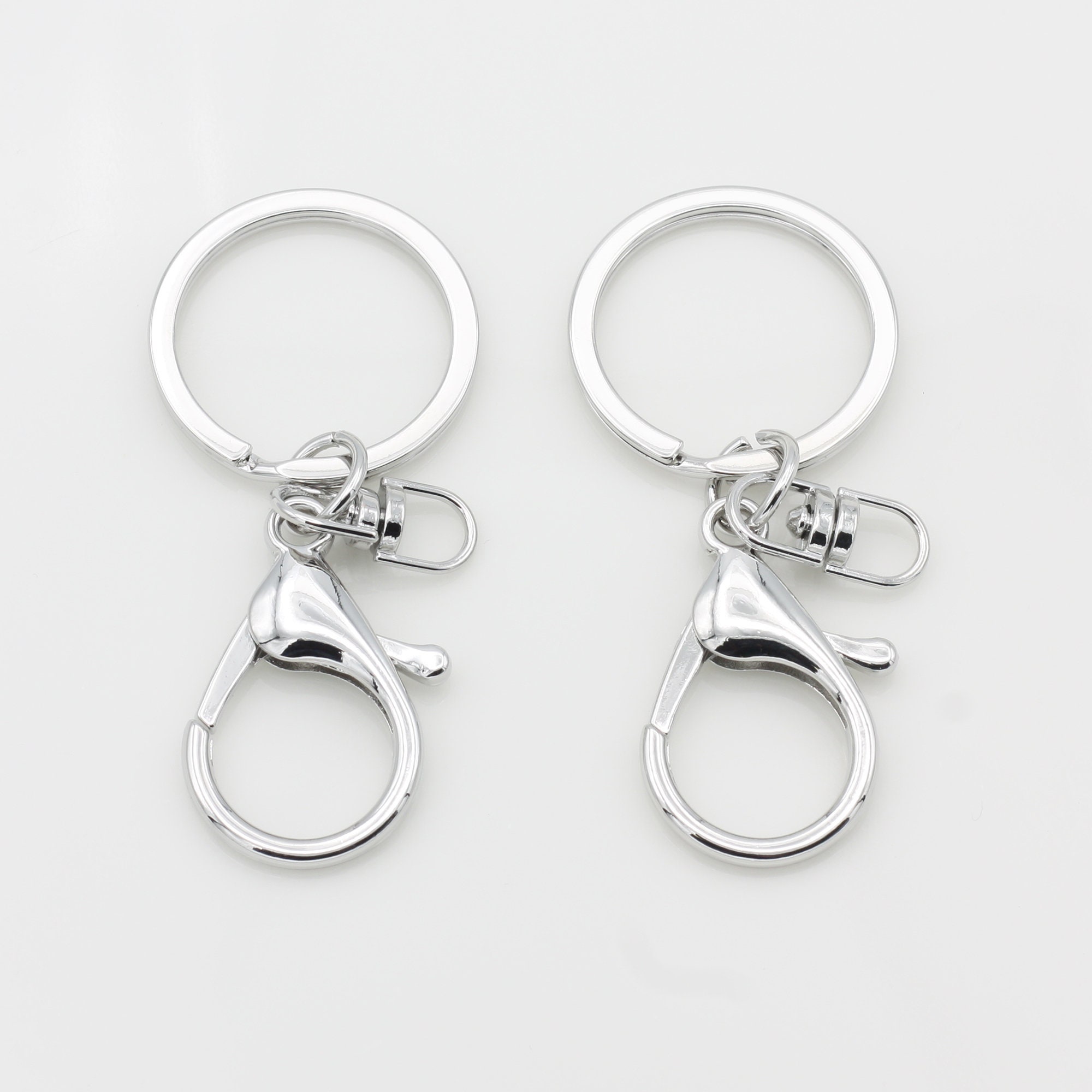 5 Silver Keychain Ring and Connector Silver Plated DIY | Etsy