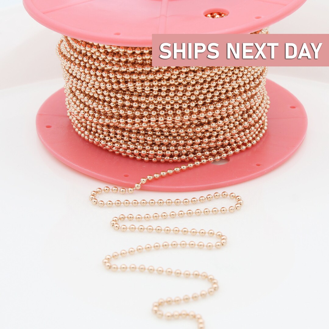 10m Rose Gold Ball Chain Bulk, Rose Gold Plated Wholesale Chains Bulk ...