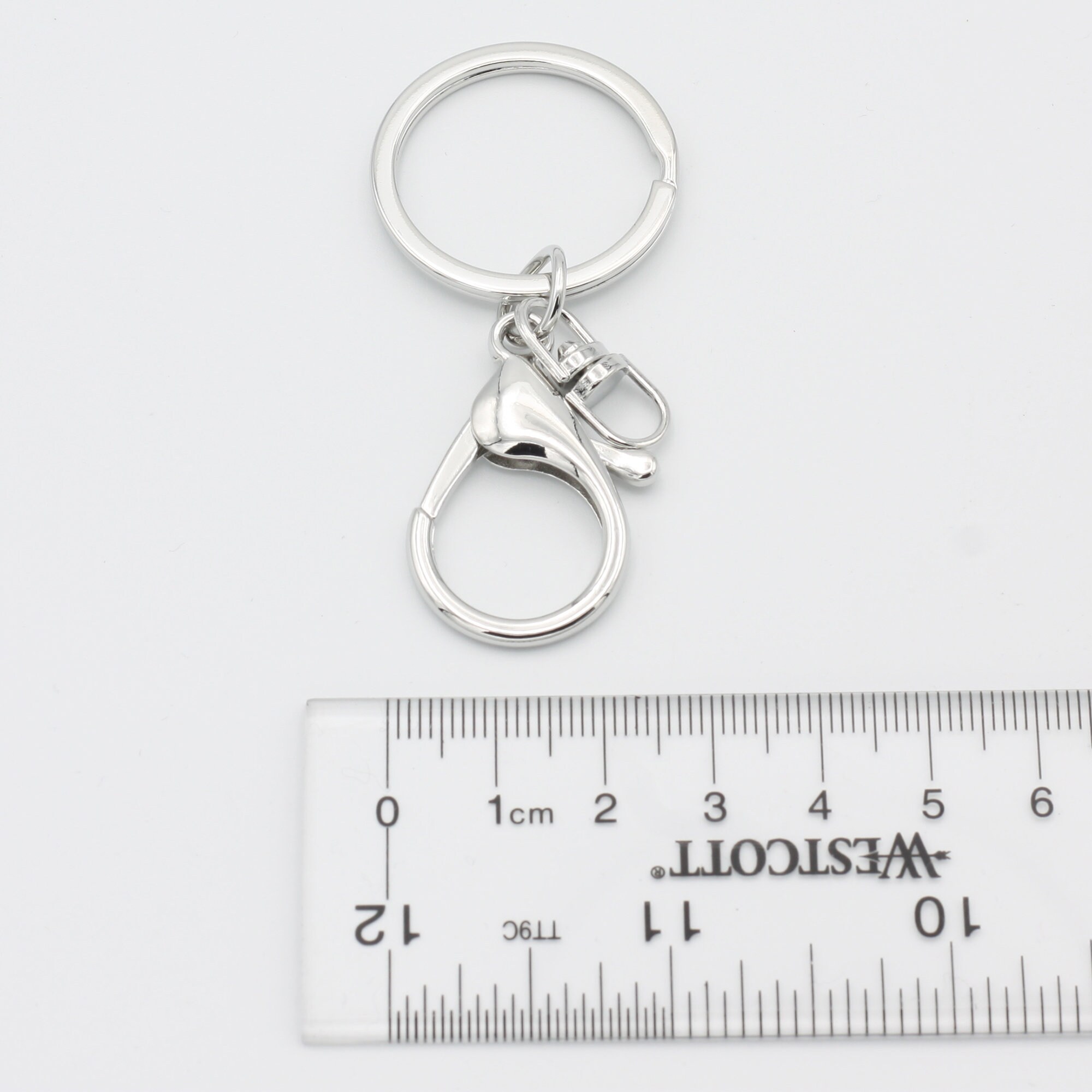 5 Silver Keychain Ring and Connector Silver Plated DIY | Etsy