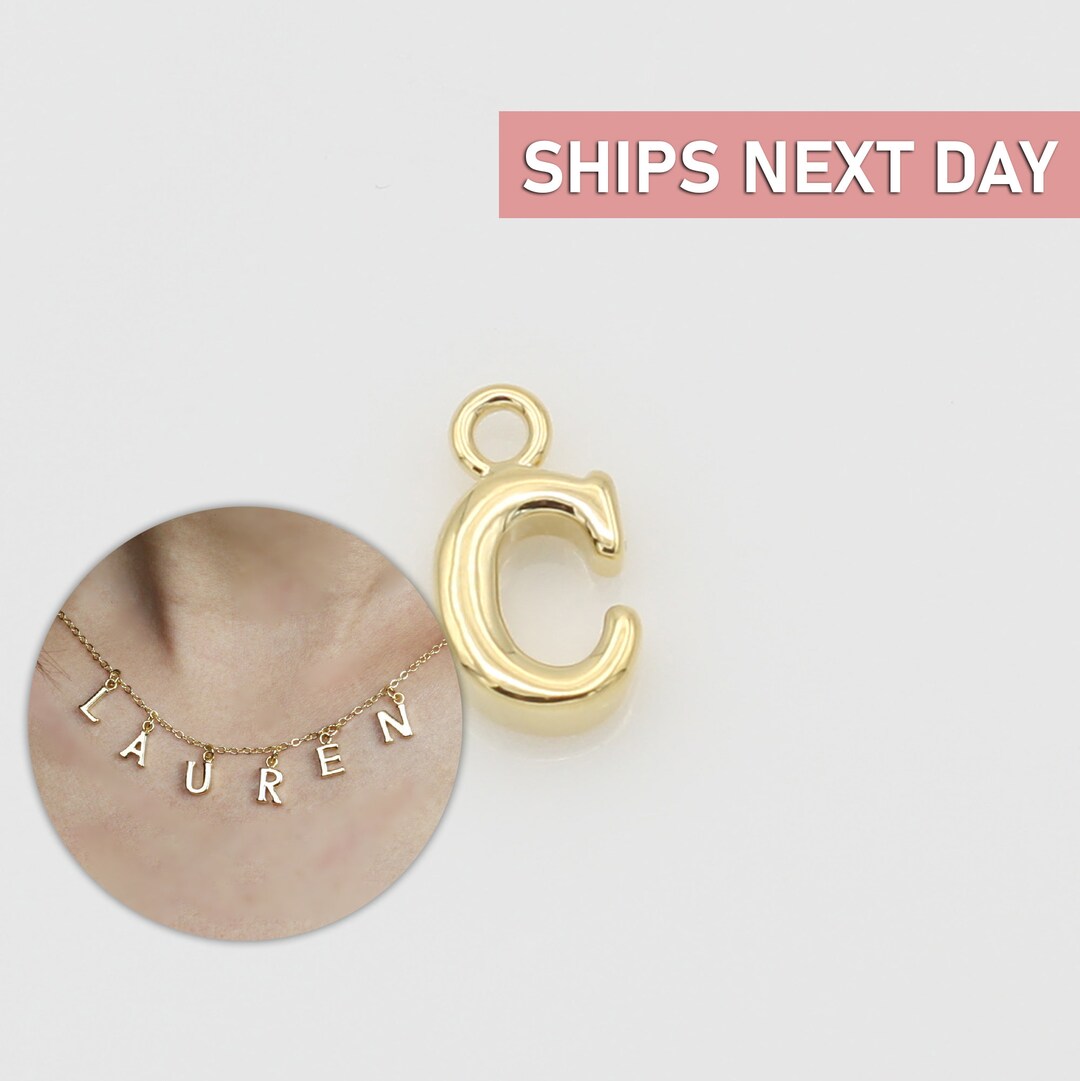 Letter Charm C, 16k Gold Plated Initial Charms, Wholesale Charms ...