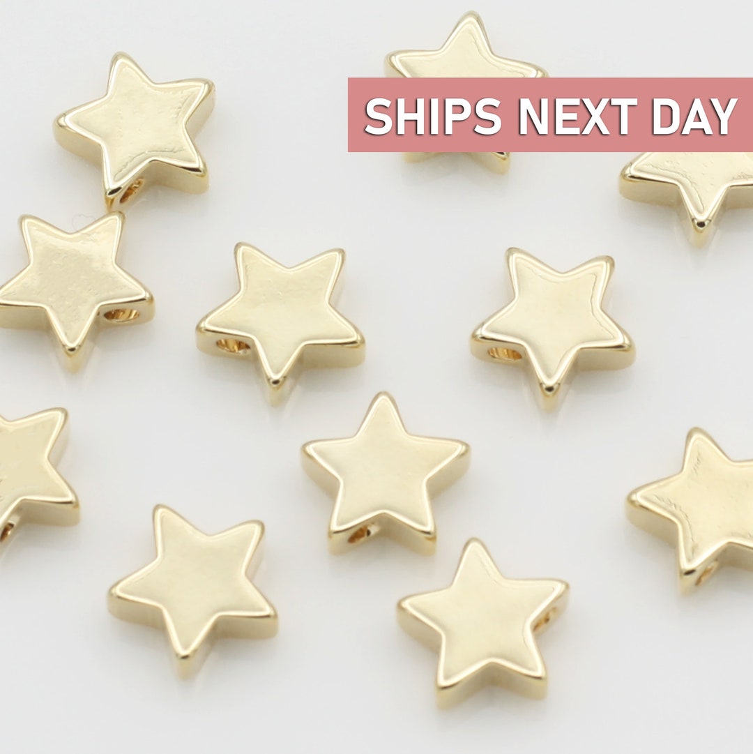 10 Gold Star Spacer Charms, Jewelry Making Supplies, Minimal Star ...