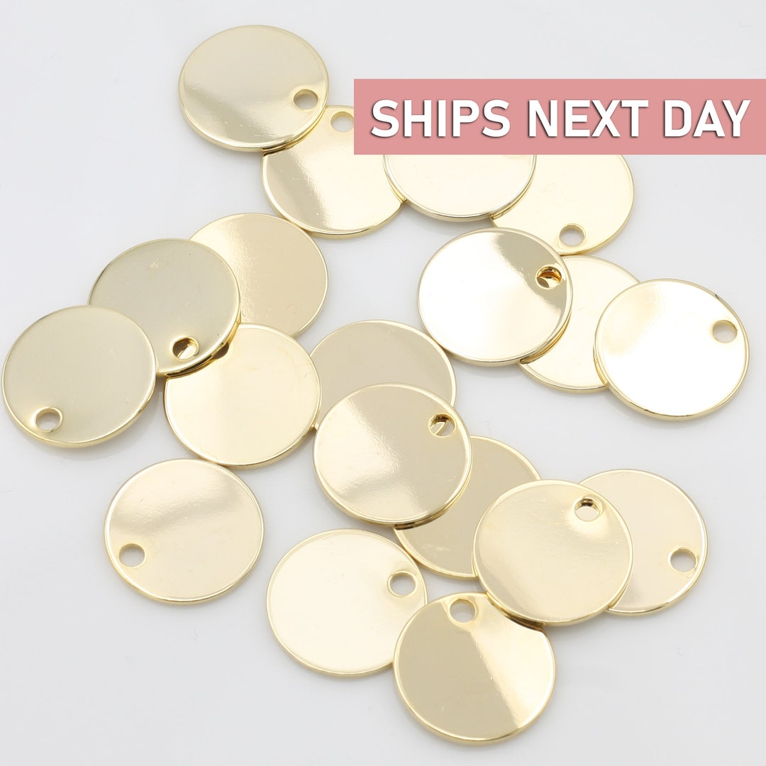 10 Gold 18mm Medium Blank Disc, Customizable Ready to Stamp, Engravable ...