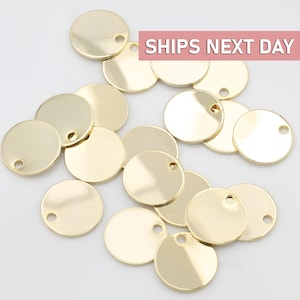 10 Gold 18mm Medium Blank Disc, Customizable Ready to Stamp, Engravable ...
