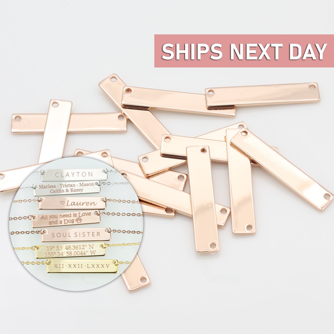 10 Rose Gold Horizontal Blank Bar, Custom Necklace Blanks, Ready to ...