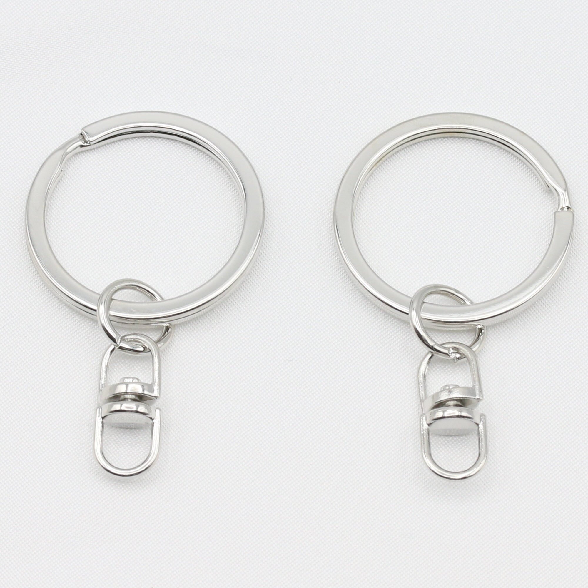 5 Silver Keychain Ring and Connector Silver Plated DIY - Etsy