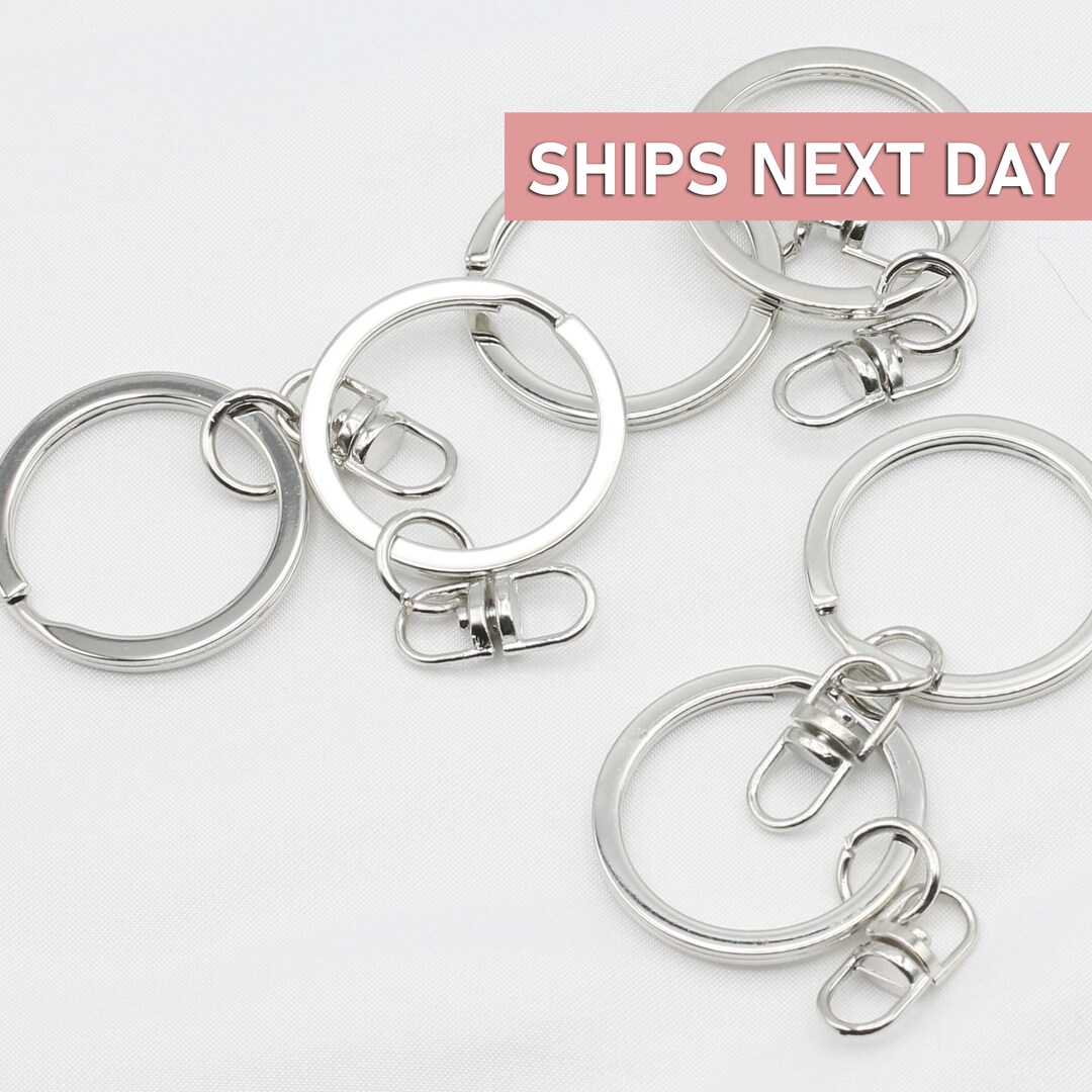 5 Silver Keychain Ring and Connector, Silver Plated DIY Keychain Making ...