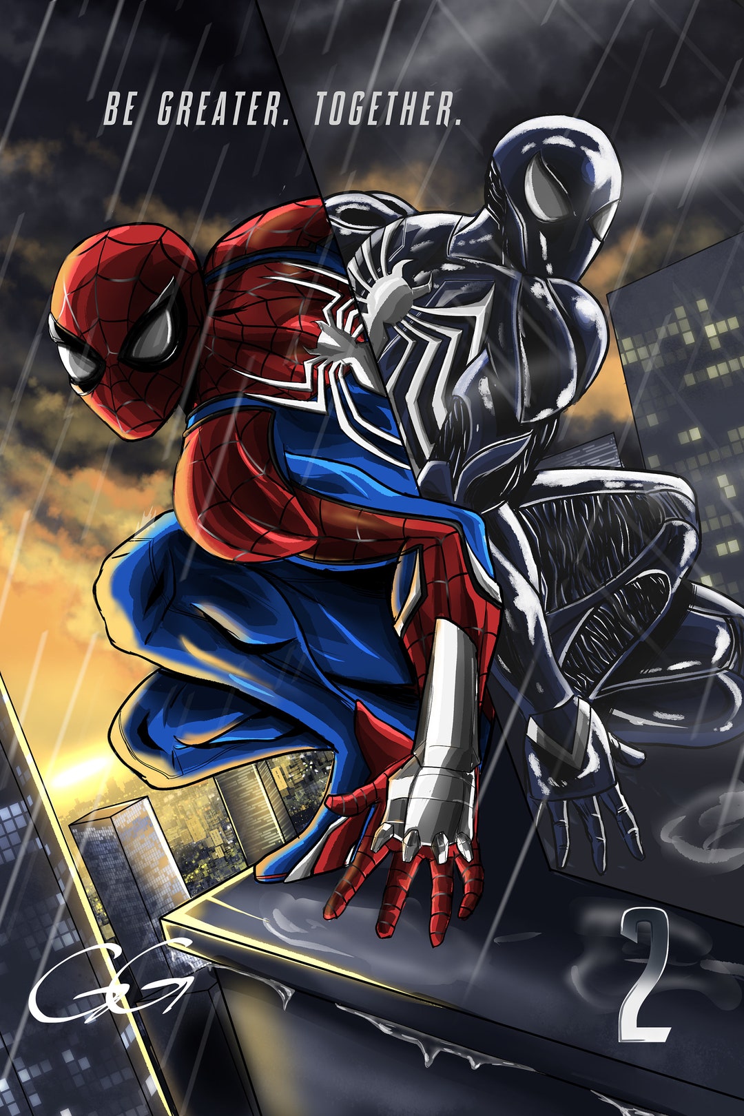Spider-man 2 Art Poster Print, Wall Art for Video Game Room Decor ...
