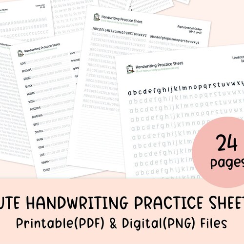 Cute Handlettering Practice Sheets Printable Handwriting - Etsy