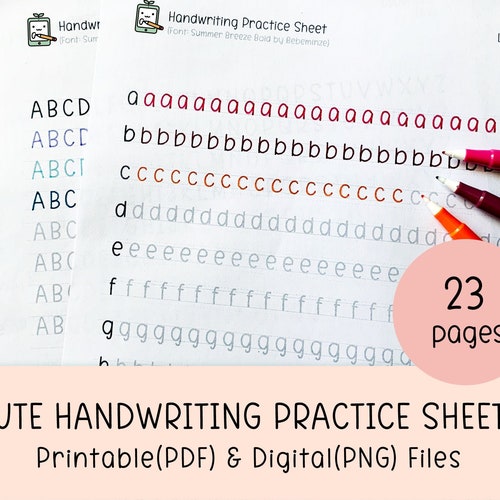 Cute Handwriting Practice Sheets Printable Handwriting - Etsy