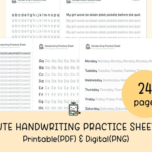 Cute Handwriting Practice Sheets Printable Handwriting - Etsy