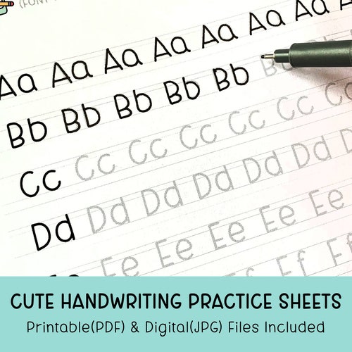 Cute Handwriting Practice Sheets Printable Handwriting | Etsy