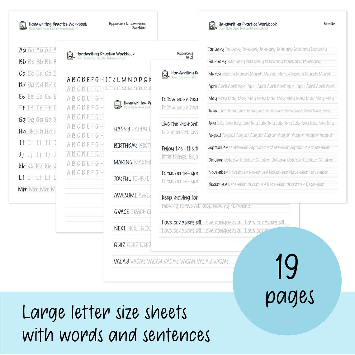 Neat Handwriting Practice Workbook, Printable Handwriting Worksheets ...