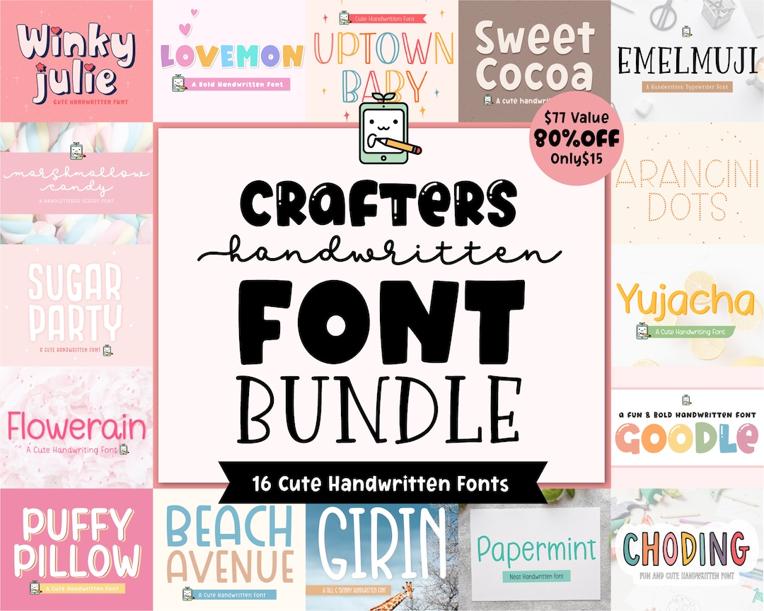 Crafters Handwritten Font Bundle, Fonts for Crafters, Goodnotes Fonts ...