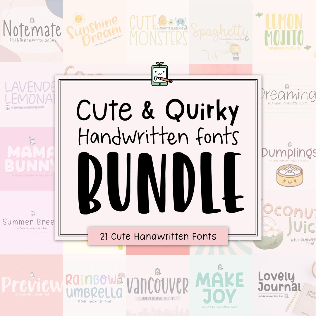 Cute and Quirky Font Bundle Handwritten Fonts for Study Notes & Carft ...