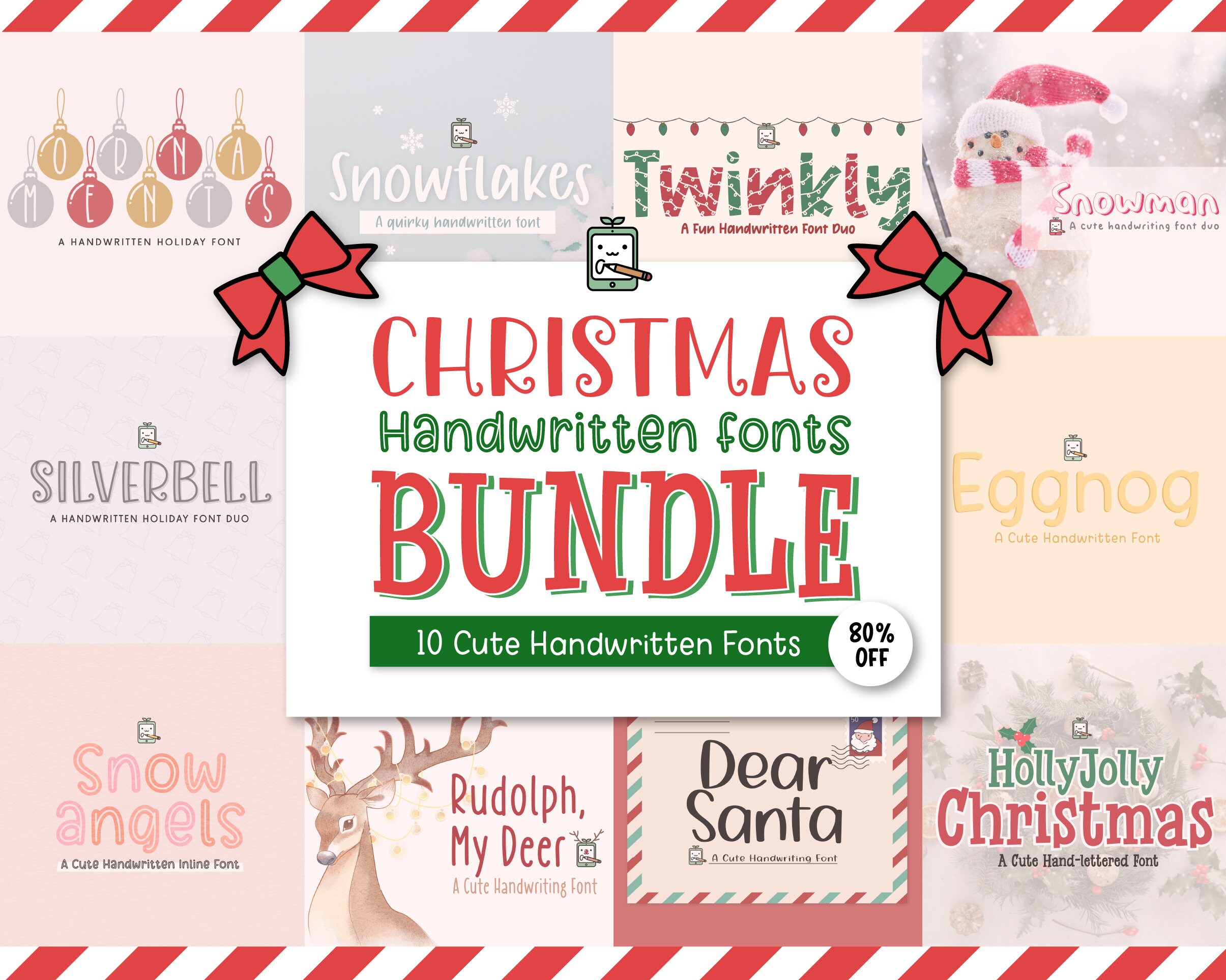 Christmas Font Bundle Font Download Handwriting Fonts Cute - Etsy