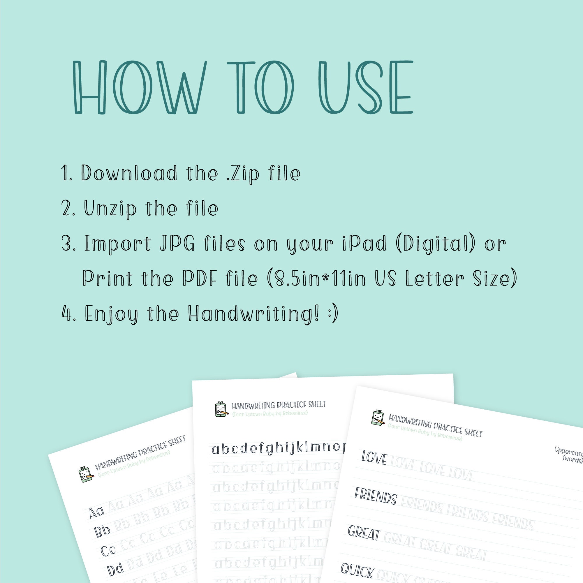 Cute Handwriting Practice Sheets Printable Handwriting - Etsy